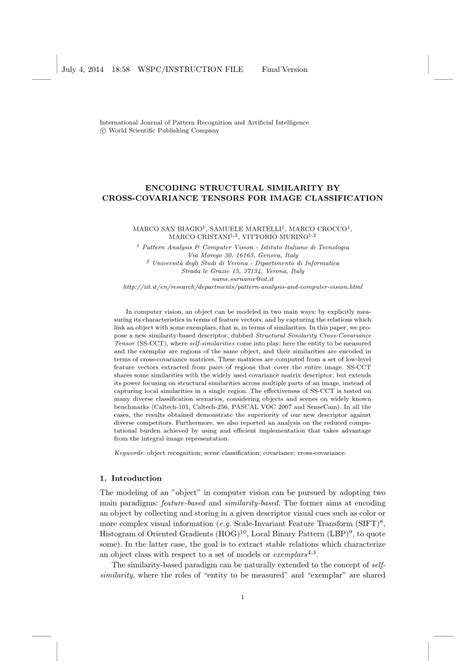 pdf encoding structural similarity by cross covariance tensors for