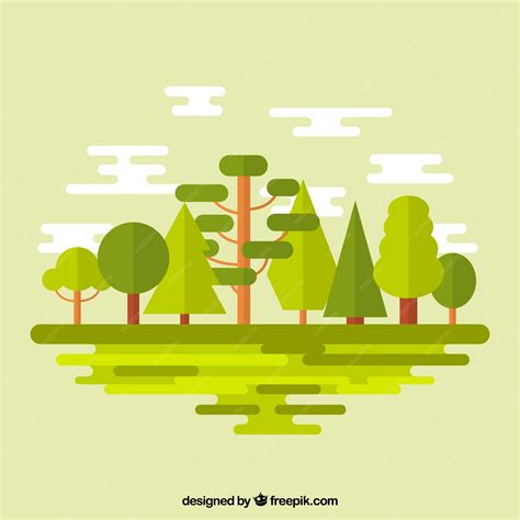 Free Vector Green Forest In Flat Design