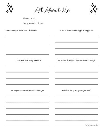 Best 13 Free Printable All About Me Worksheets For Adults Pdf Artofit