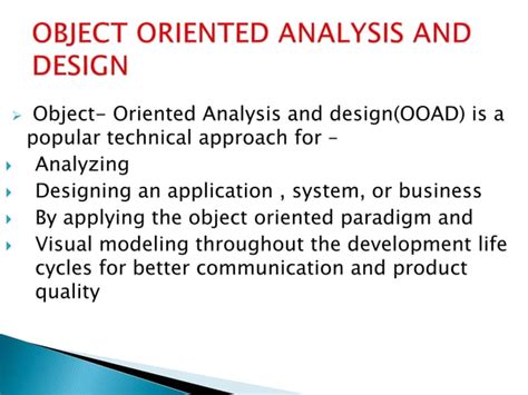 object oriented analysis and design pptx programming languages