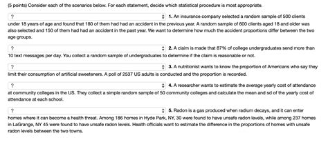 Solved 5 Points Consider Each Of The Scenarios Below For