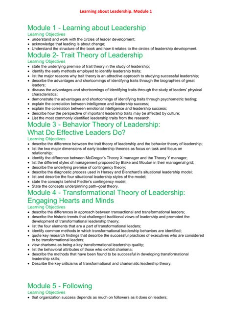 Learning About Leadership Module 1 Module 1