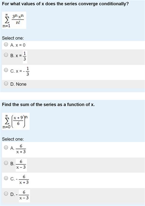 solved for what values of x does the series converge