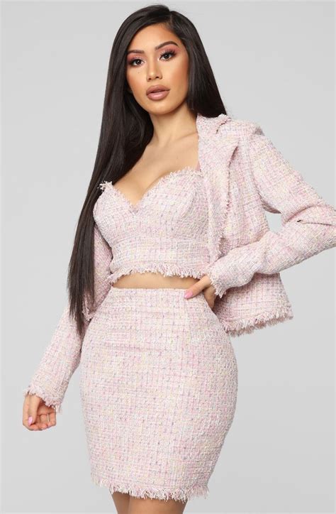 Grown Woman Goals Tweed Skirt Set Pink Tweed Skirt Fashion Skirts