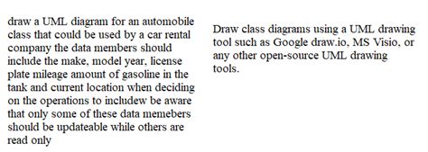 Solved Draw A UML Diagram For An Automobile Class That Could Chegg Com