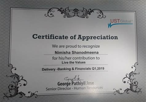 Nimisha S M On Linkedin Ustglobal Worklife Recognitions Hardwork