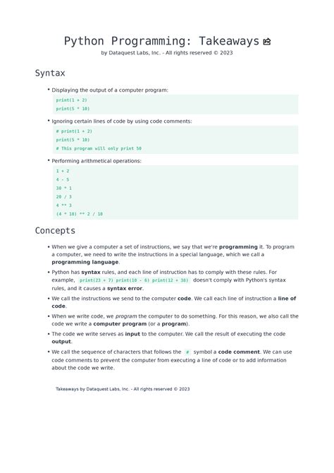 mission 605 python programming takeaways python programming takeaways by dataquest labs inc