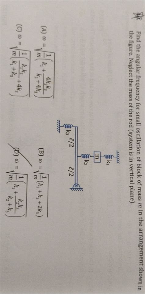 Find The Angular Frequency For Small Oscillation Of Block Of Mass M In Th