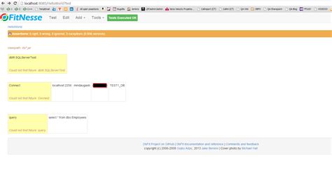 Java Dbfit Server On Local Machine Problems With Fixtures And