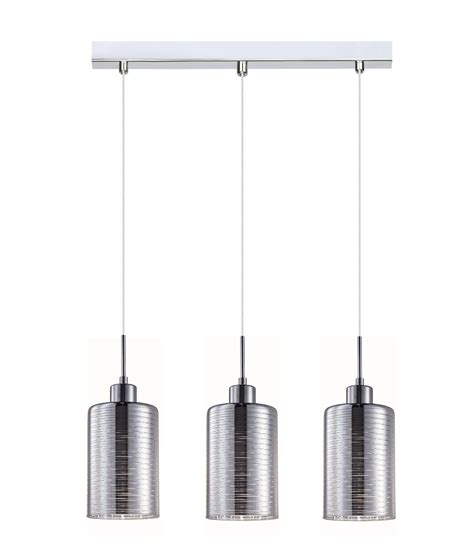 Espejo1 Interior Iron And Chrome Glass With Line Effect Oblong Pendant