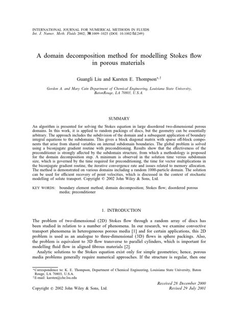 liu g a domain decomposition method for modelling stokes flow in