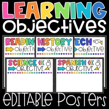 Learning Objective Posters By The Classroom Corner TpT