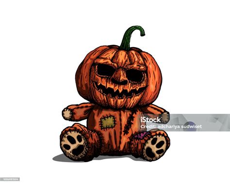 할로윈 데가 흰색 배경 벡터 일러스트 레이 션에 고립에 대 한 호박 인형 10월에 대한 스톡 벡터 아트 및 기타 이미지 10월 가을 계절 Istock