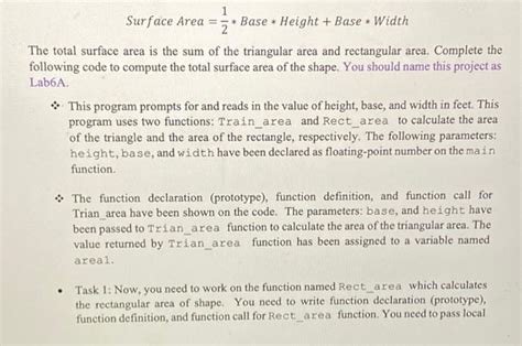 Solved Surface Area Base Height Base Width The Chegg