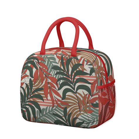 Hawaiian Floral Insulated Lunch Bag Aloha Inspired Tropical Leaf