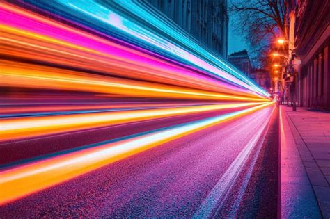 Abstract Cityscape With Light Trails Premium Ai Generated Image