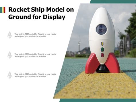 Rocket Ship Model On Ground For Display Powerpoint Slide Images Ppt Design Templates