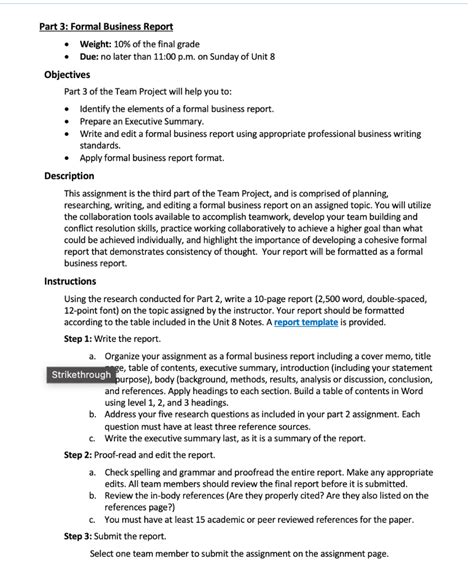 Solved Part 3 Formal Business Report Weight 10 Of The
