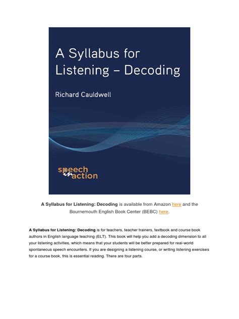 Syl Lab Us For Listening Description For Research Gate Pdf Speech