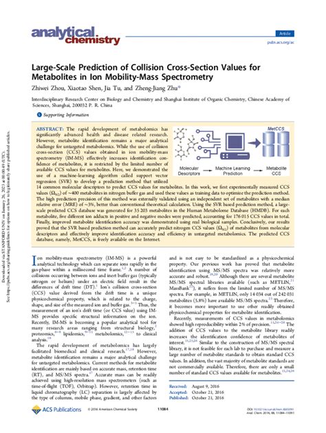 Fillable Online Large Scale Prediction Of Collision Cross Section Values For Metabolites In Ion