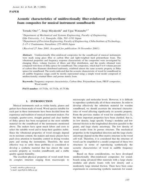 Acoustics Characteristics Of Unidirectionally Fiber Reinforced Polyurethane Foam Composites For