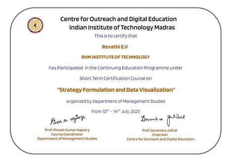 Revathi Ev On Linkedin Hi All I Have Successfully Completed The Course Of Strategy Formulation