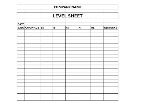 Level Sheet Format Hi Rl Bs Rl Civil Engineer Guide