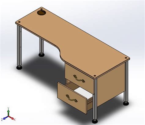 Two Drawer Desk Solidworks Model Thousands Of Free Autocad Drawings