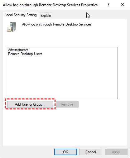 rdp works only with mstsc admin how to give admin rights