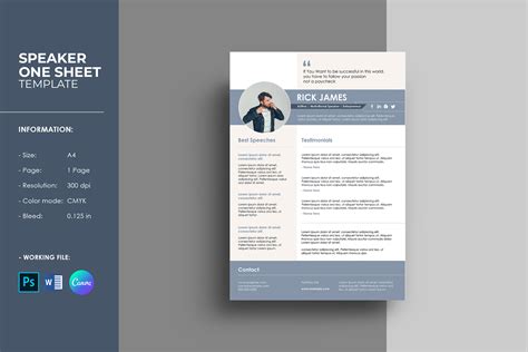 Speaker One Sheet Template Flyer Templates ~ Creative Market