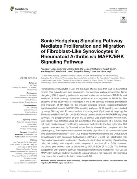 Pdf Sonic Hedgehog Signaling Pathway Mediates Proliferation And