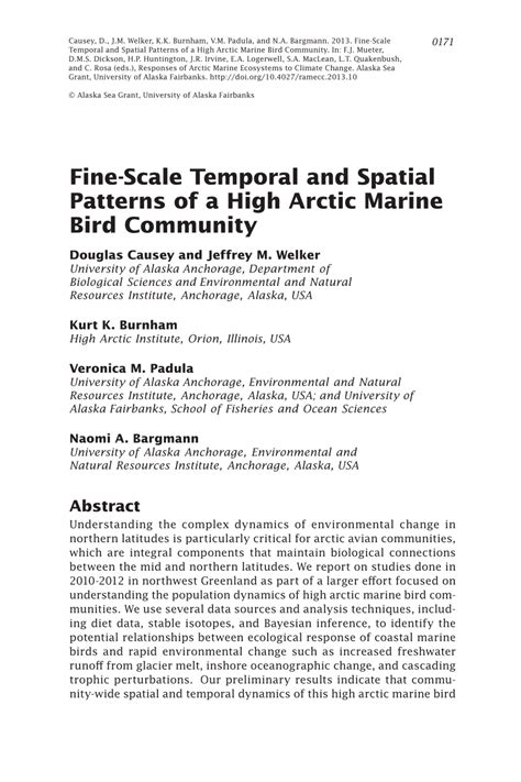 Pdf Fine Scale Temporal And Spatial Patterns Of A High Arctic Marine