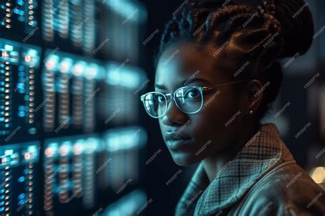 Premium Photo African American Black Woman Coder Programmer Using
