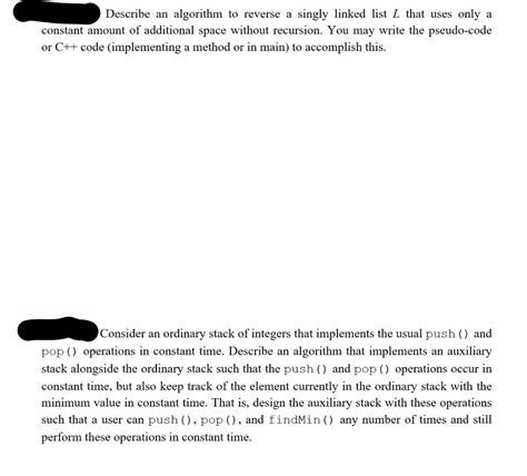 Solved Describe An Algorithm To Reverse A Singly Linked List