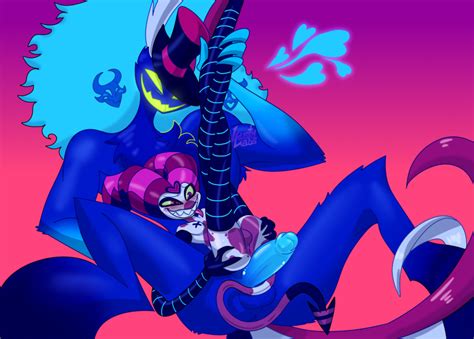 Rule Anthro Asmodeus Helluva Boss Big Dom Small Sub Bite Blue Penis Bodily Fluids