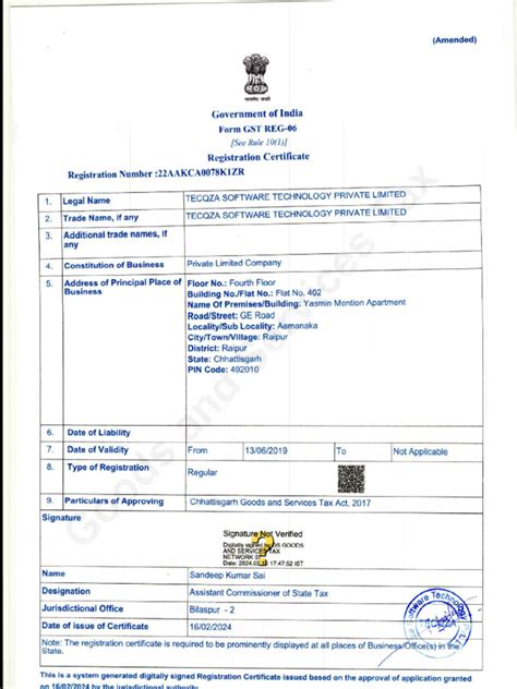 Gst Certificate Pdf
