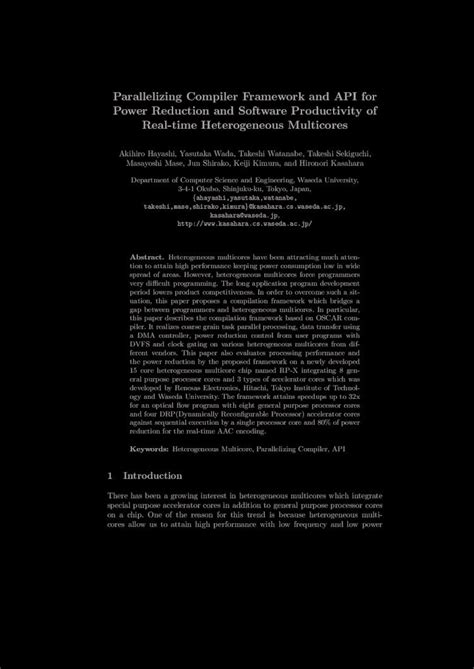 Pdf Parallelizing Compiler Framework And Api For Power