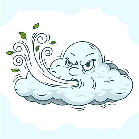 손으로 그린 바람 만화 그림 무료 벡터