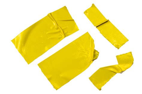 Whie 배경에 노란색 테이프의 집합입니다 찢어진된 수평 및 다른 크기 노란색 스티커 테이프 접착제 조각 0명에 대한 스톡 사진 및 기타 이미지 Istock