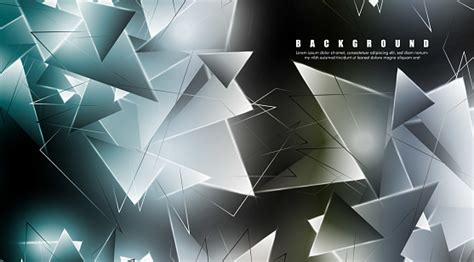 겹치는 빛나는 삼각형이 있는 추상적 배경입니다 격리 된 검은 색 배경 Eps 10의 벡터 그림 3차원 형태에 대한 스톡 벡터 아트 및 기타 이미지 Istock