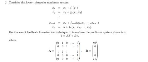 Solved Consider The Lower Triangular Nonlinear