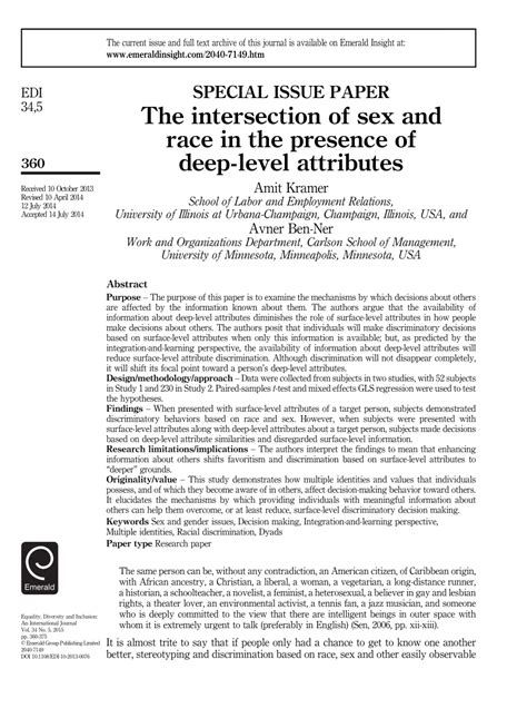 PDF The Intersection Of Sex And Race In The Presence Of Deep Level Attributes