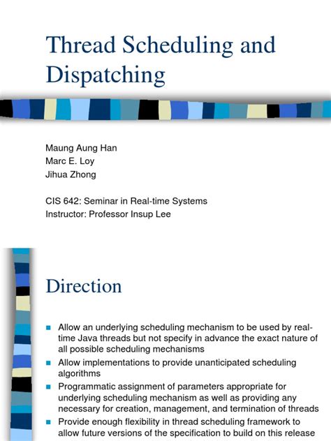 Thread Scheduling And Dispatching Pdf Scheduling Computing