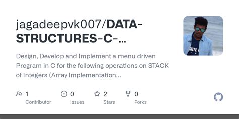 Github Jagadeepvk007data Structures C Program On Stacks Design Develop And Implement A Menu