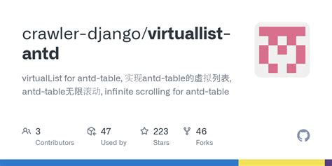 GitHub Crawler Django Virtuallist Antd VirtualList For Antd Table