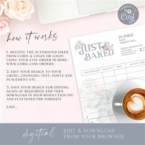 Editable Invoice Template DIY Edit Business Invoice Form Etsy