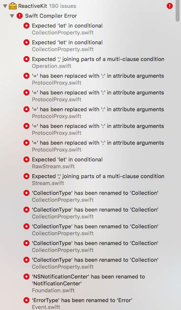 Cocoapods Reactivekit Swift Compiler Error Stack Overflow