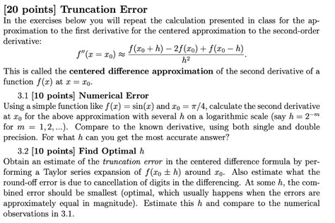 solved [20 points] truncation error in the exercises
