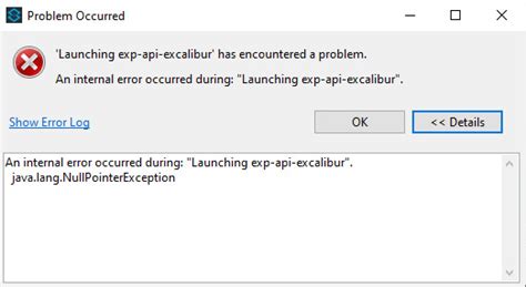 an internal error occurred during launching java lang nullpointerexception while deploying