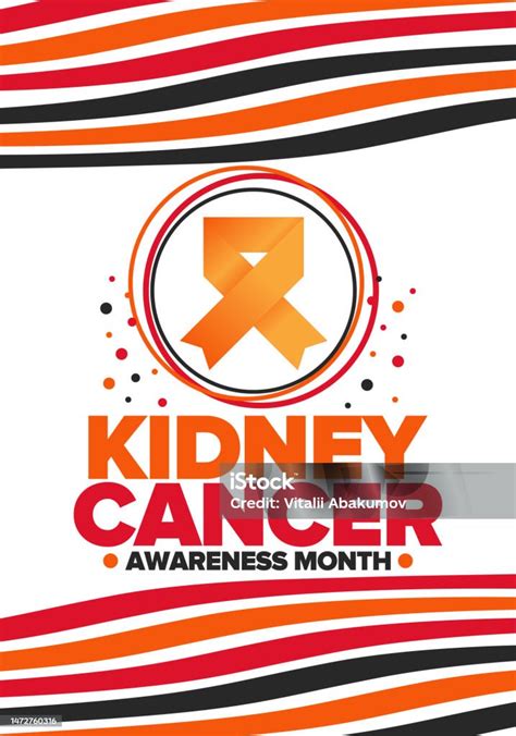 신장암 인식의 달 3 월에 매년 을 축하합니다 제어 및 보호 예방 캠페인 의료 의료 개념 리본이 달린 포스터 배너 및 배경 벡터 일러스트레이션 3월에 대한 스톡 벡터 아트